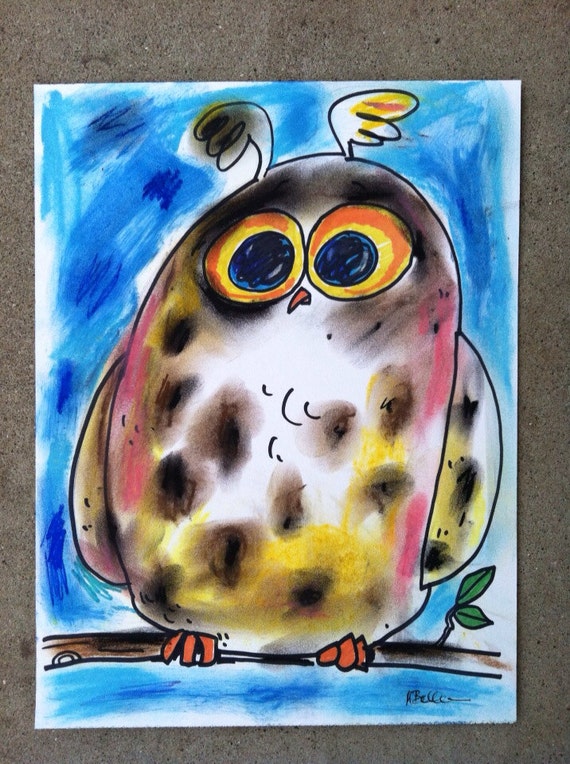 Items similar to Owl hoot pastel drawing ORIGINAL by Melissa Bollen ...