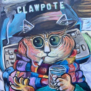 Cats Snake Cubist Pink Melissa Bollen Print of Painting Cubist ...