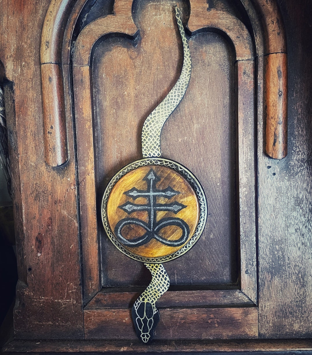 Leviathan Cross, Luciferian Cross and Serpent Wall Plaque, Wall Hanging ...
