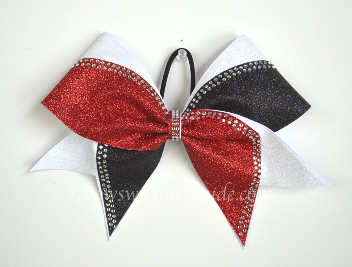 White / Red / Black Glitter Swoop W/rhinestones - Etsy