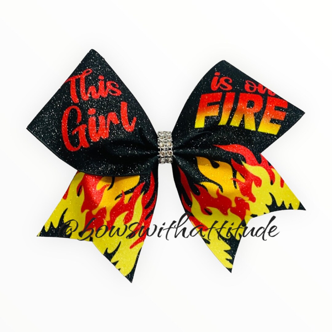 CUSTOM - 3" Wide Luxury Cheer Bow - This Girl is on Fire - Etsy