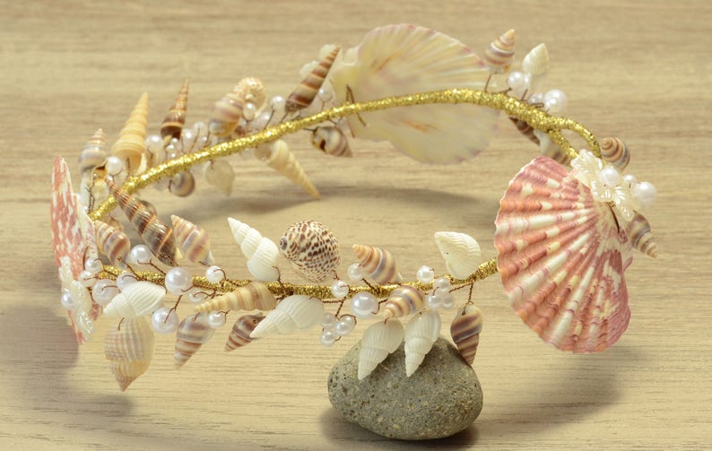 Mermaid Hair Accessory Beach Wedding Crown Shell Headpiece - Etsy