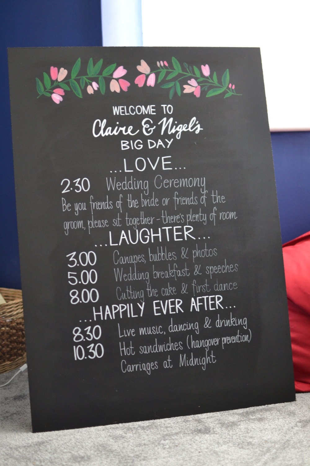 Chalkboard Timings Sign HAND LETTERED & BESPOKE Wedding - Etsy UK