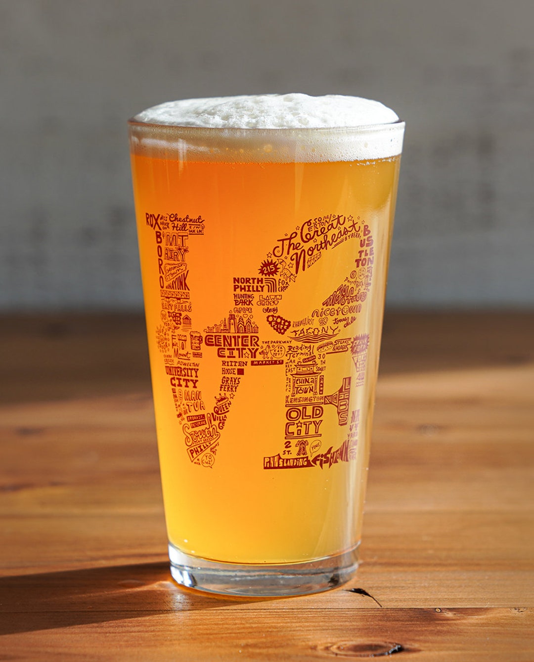 Philadelphia LOVE -- Paul Carpenter Art -- Pint Glass - Etsy