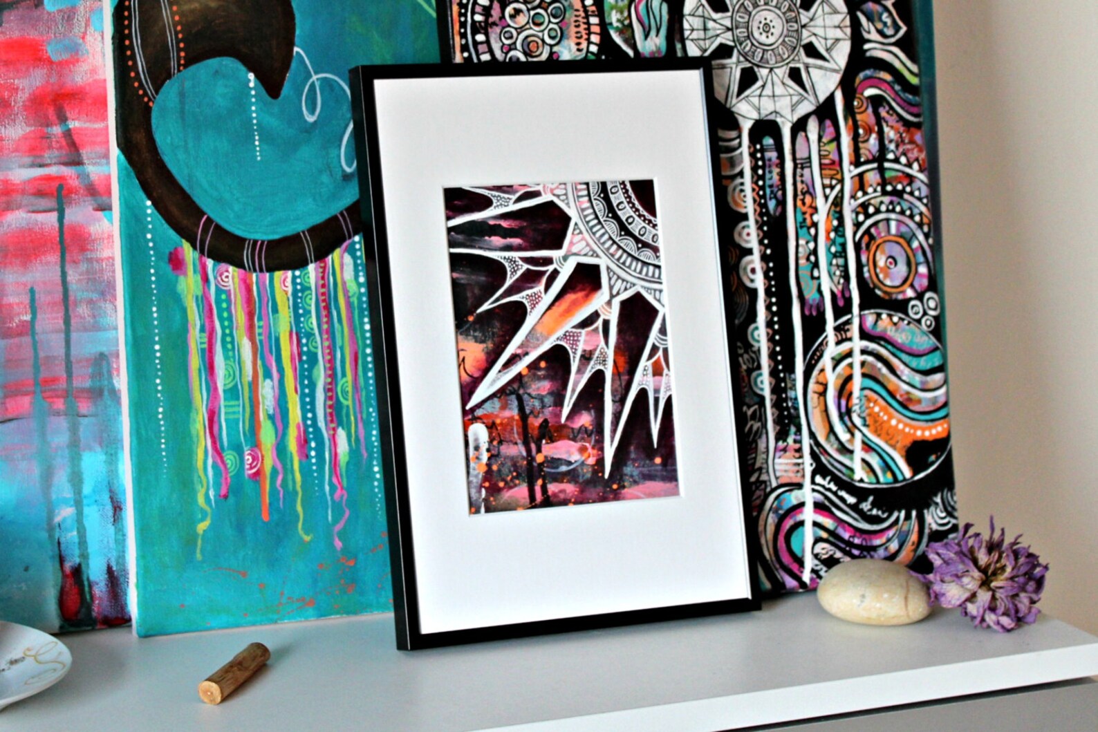 Not Dark Enough Acrylic Original Painting on Paper, Doodle Art, Hippie ...