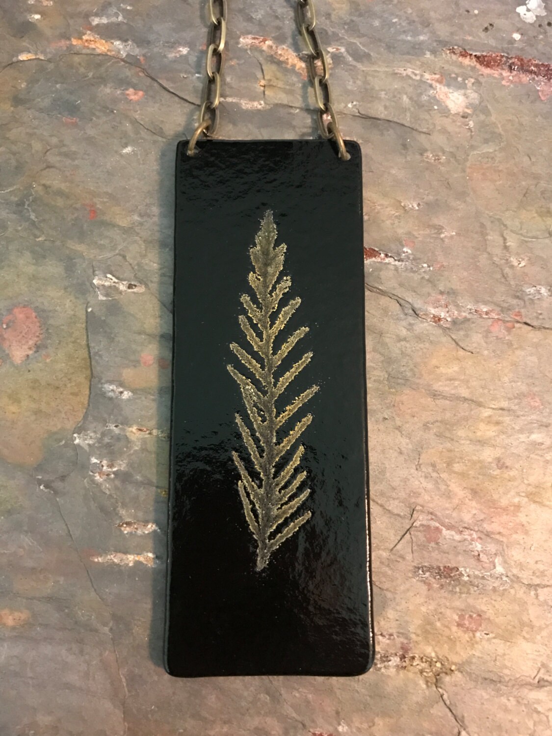 Fused Glass Fossil Vitra Leaf Tile Wall Hanging - Etsy