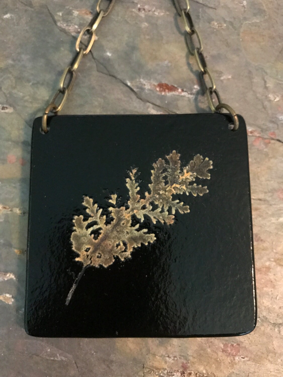 Fused Glass Fossil Vitra Leaf Tile Wall Hanging - Etsy