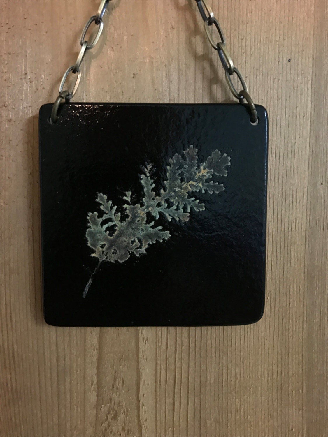 Fused Glass Fossil Vitra Leaf Tile Wall Hanging - Etsy