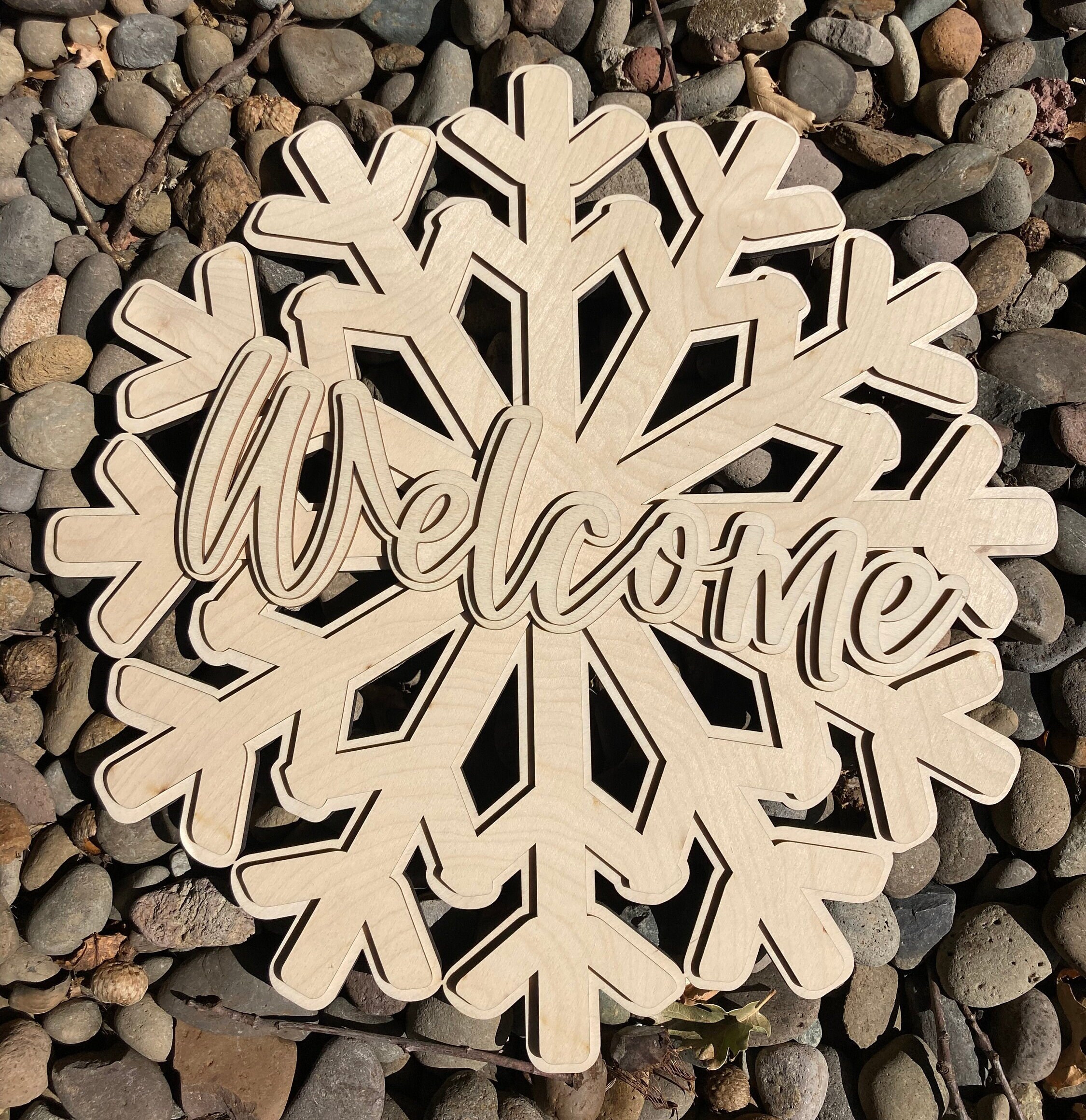 Winter Snowflake Welcome Sign Multilayer Blank Unfinished Hanging ...