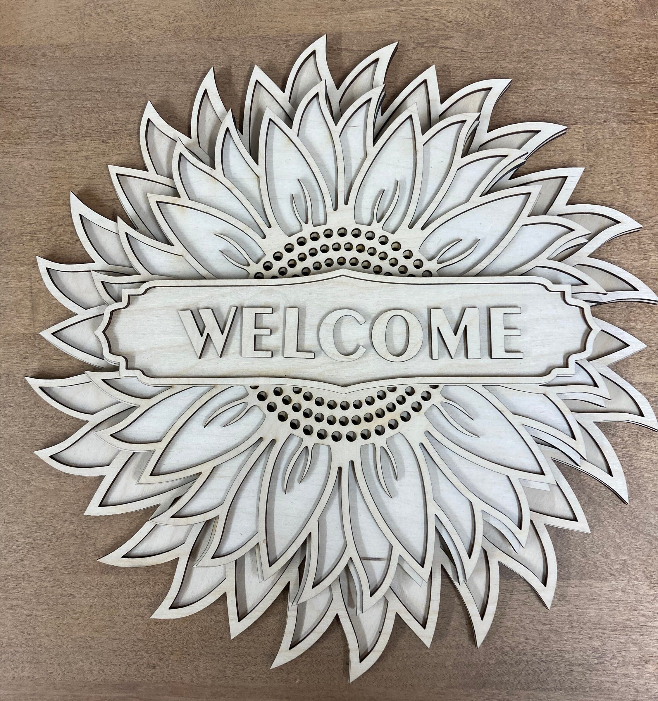 SUPER Sunflower Welcome Sign, Multilayer Blank Unfinished Hanging ...