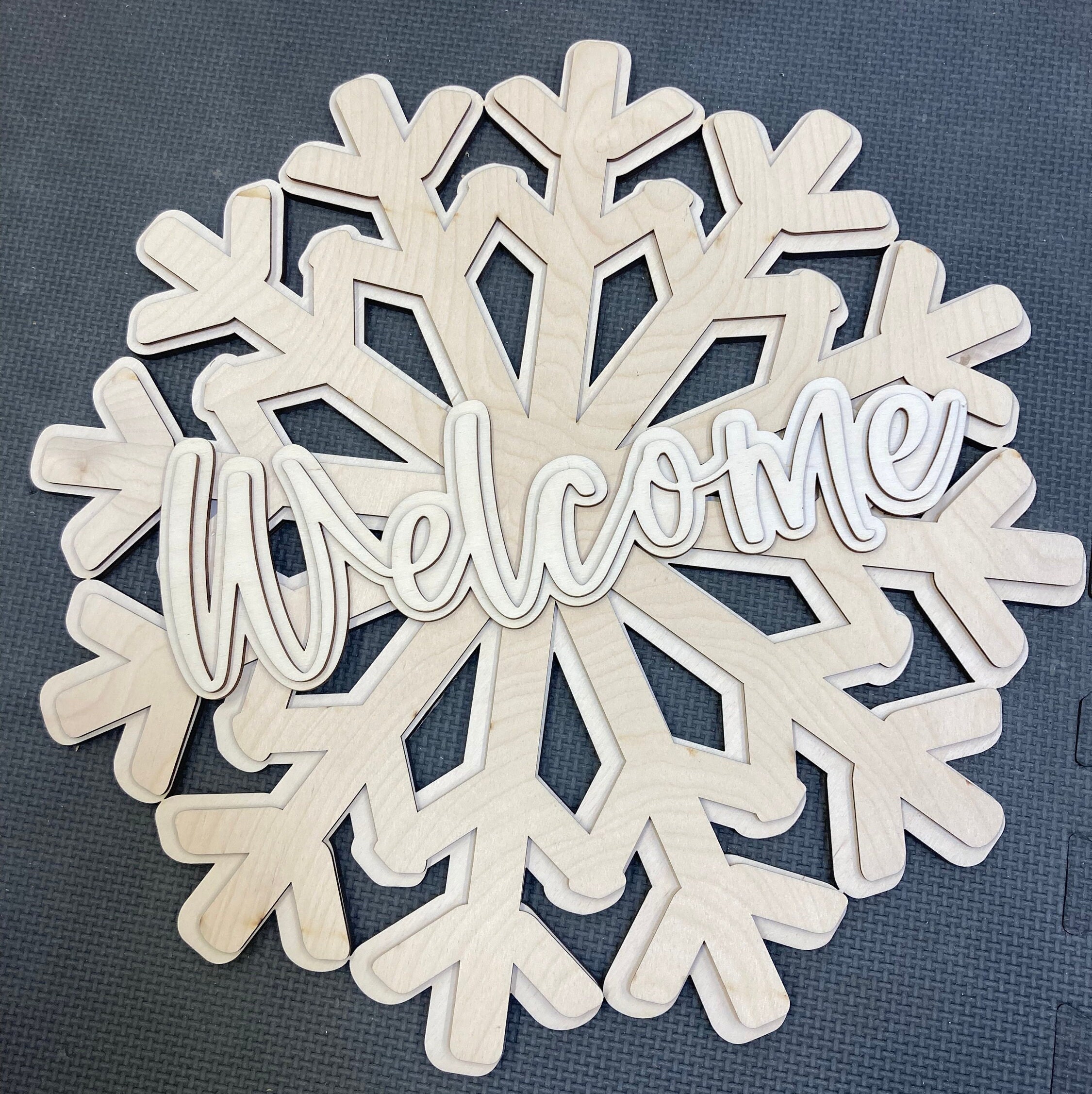 Winter Snowflake Welcome Sign Multilayer Blank Unfinished Hanging ...