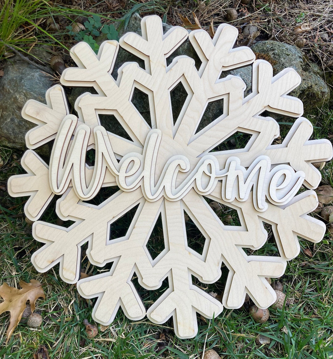Winter Snowflake Welcome Sign Multilayer Blank Unfinished Hanging ...
