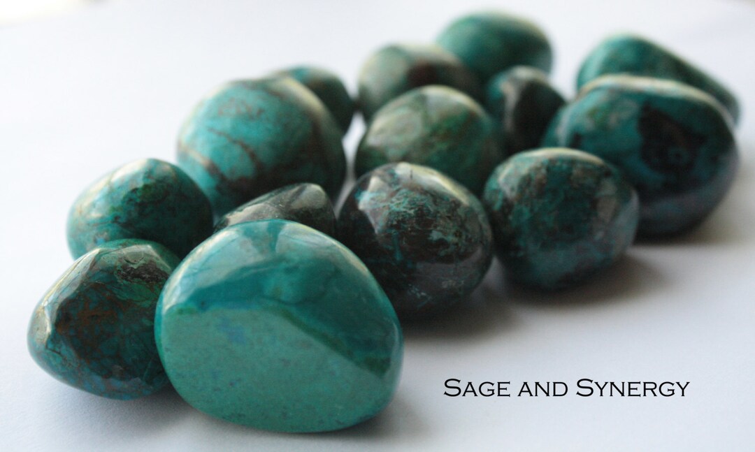 Large Premium Tumbled Chrysocolla Stone, Gem Silica Mineral, Green ...