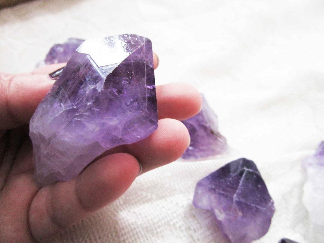 Two Rough Amethyst Crystal Points, Natural Meditation Tool, Raw ...