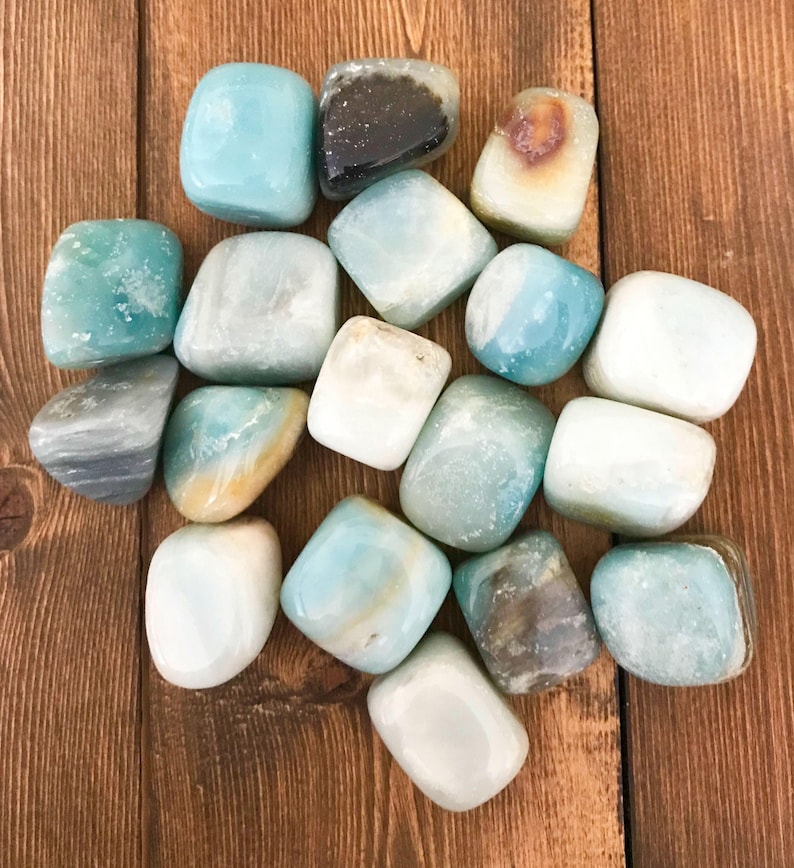 Medium Tumbled Amazonite Crystal Blue Green Healing Stones - Etsy