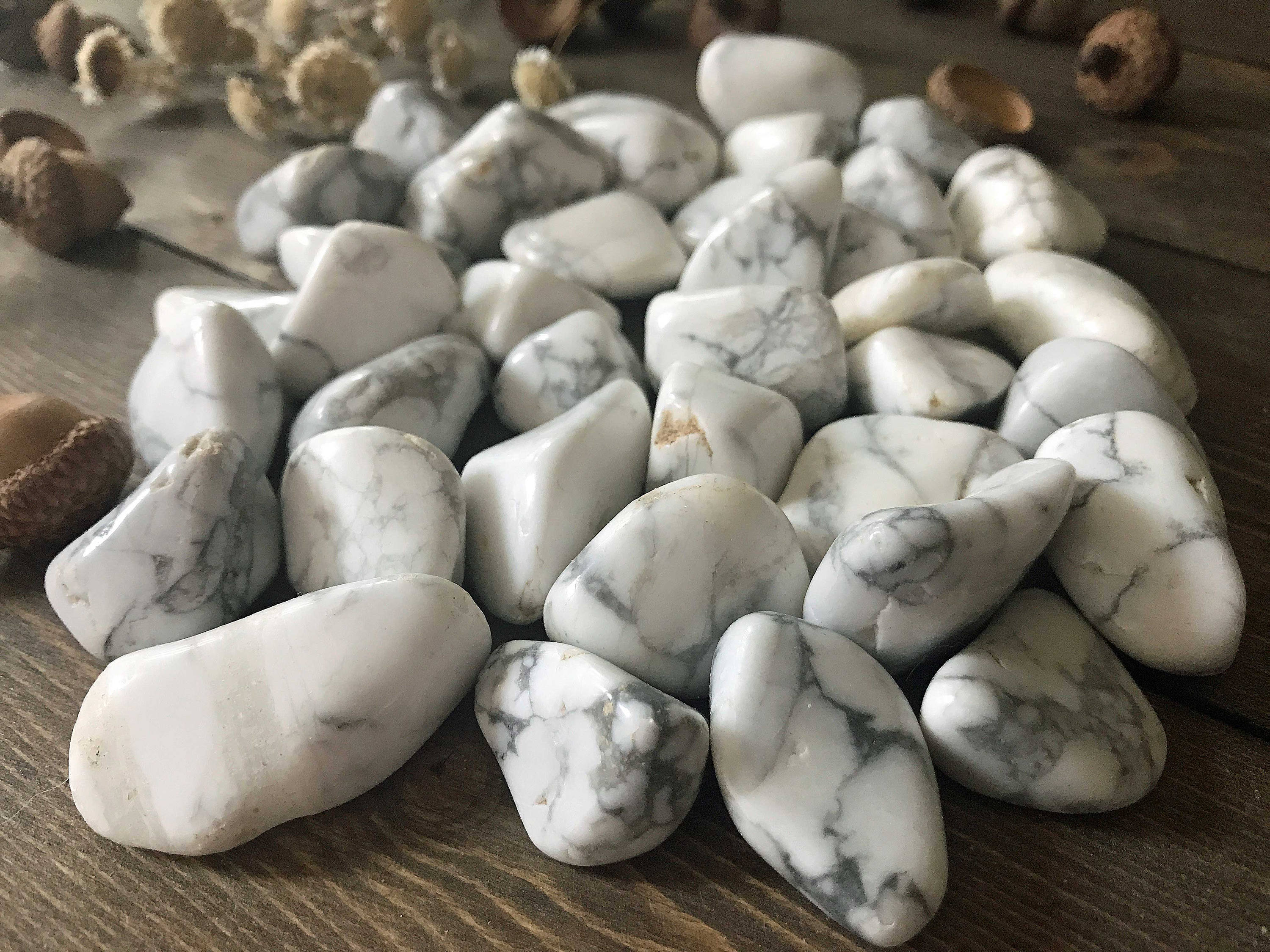 White Howlite Stone Medium Large Tumbled Stones Natural | Etsy