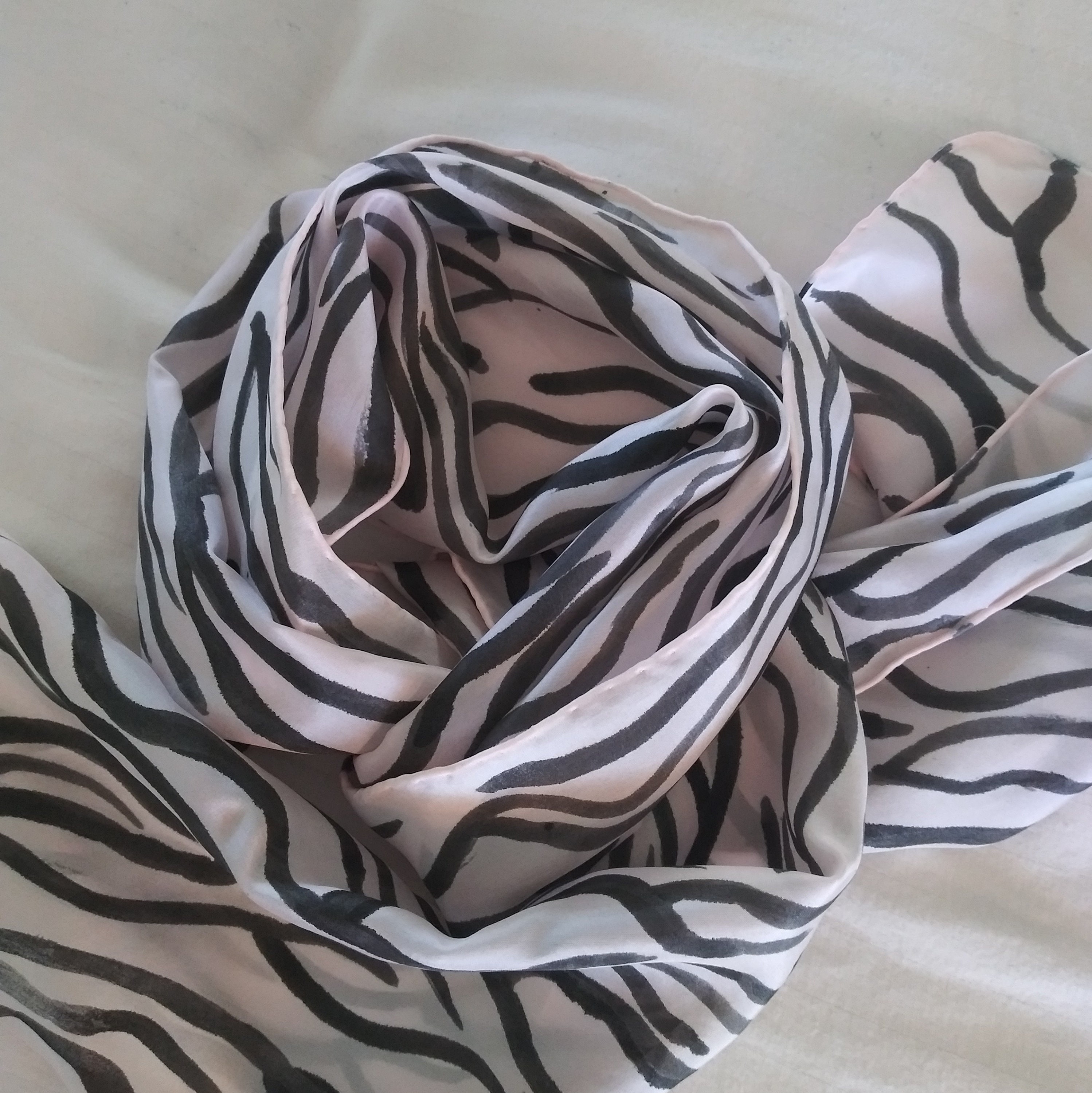 Pink Zebra Hand Painted Silk Scarf - Etsy Israel