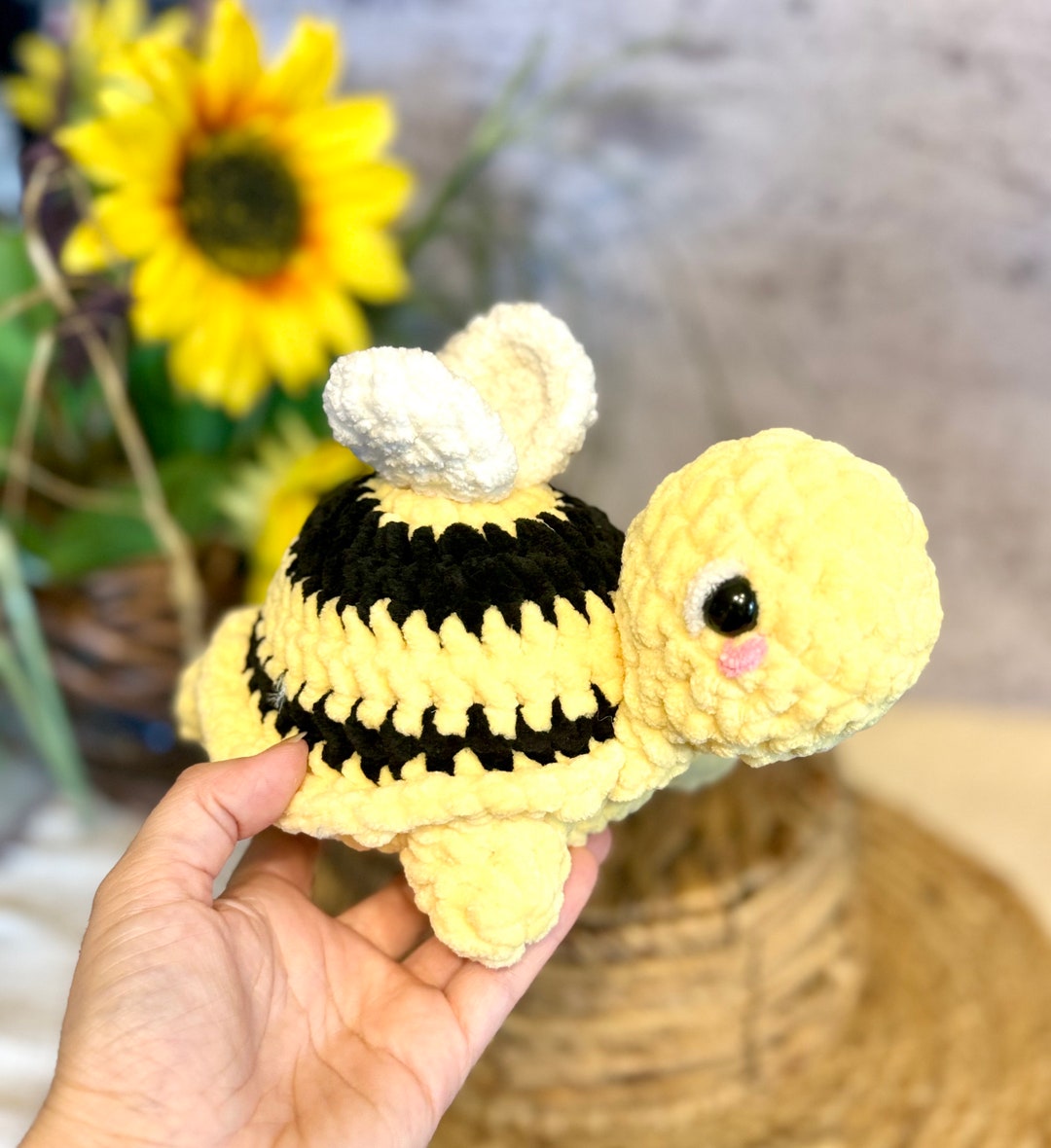 Crochet Bee Turtle, Stuffed Animals Plushies , Crochet Bee Turtle Toy ...