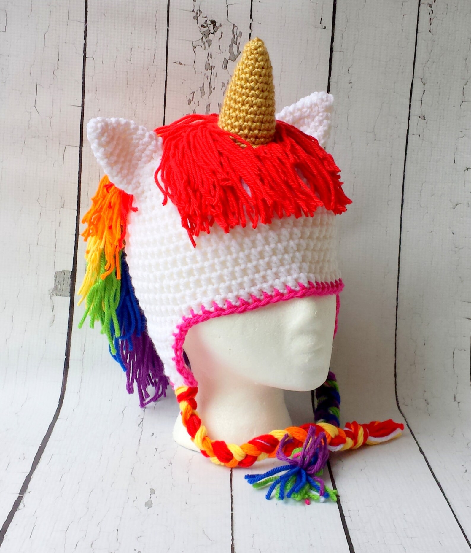 Crochet Rainbow Unicorn Hat | Handmade Mohawk Pony |made to Order - Etsy