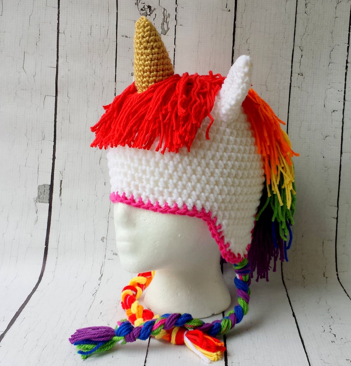 Crochet Rainbow Unicorn Hat | Handmade Mohawk Pony |made to Order - Etsy