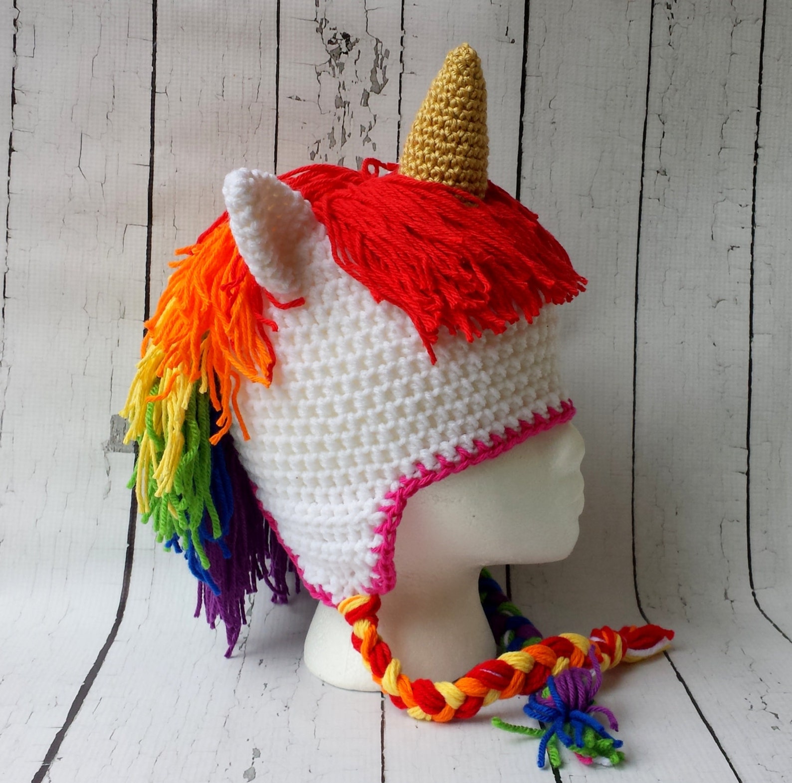 Crochet Rainbow Unicorn Hat | Handmade Mohawk Pony |made to Order - Etsy