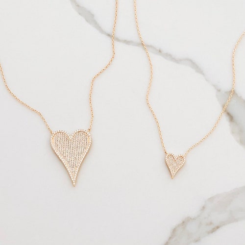 Pave Heart Necklace - Etsy