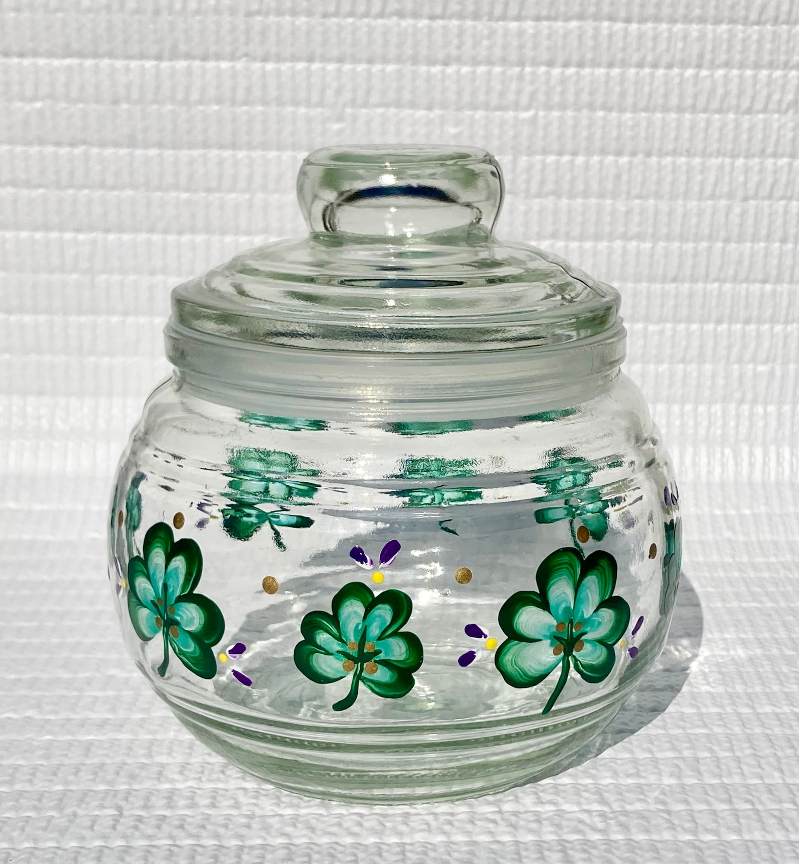 Sugar Bowl Hand Painted Shamrocks and Purple Flowers St. - Etsy