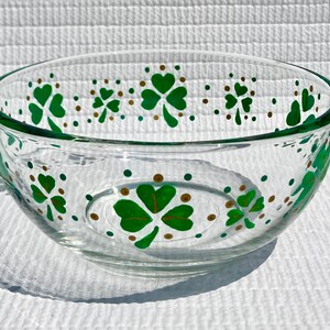 Glass Bowl Hand Painted Green Shamrocks and Gold Coins - Etsy
