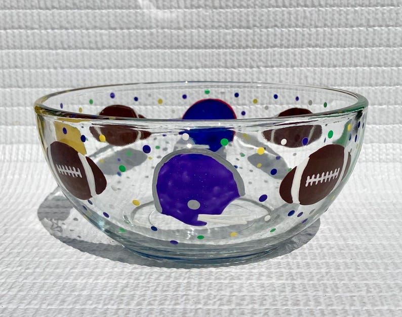 Hand Painted Football Helmet Glass Bowl: Sports Fan Gift 6 in X 3 In - Etsy