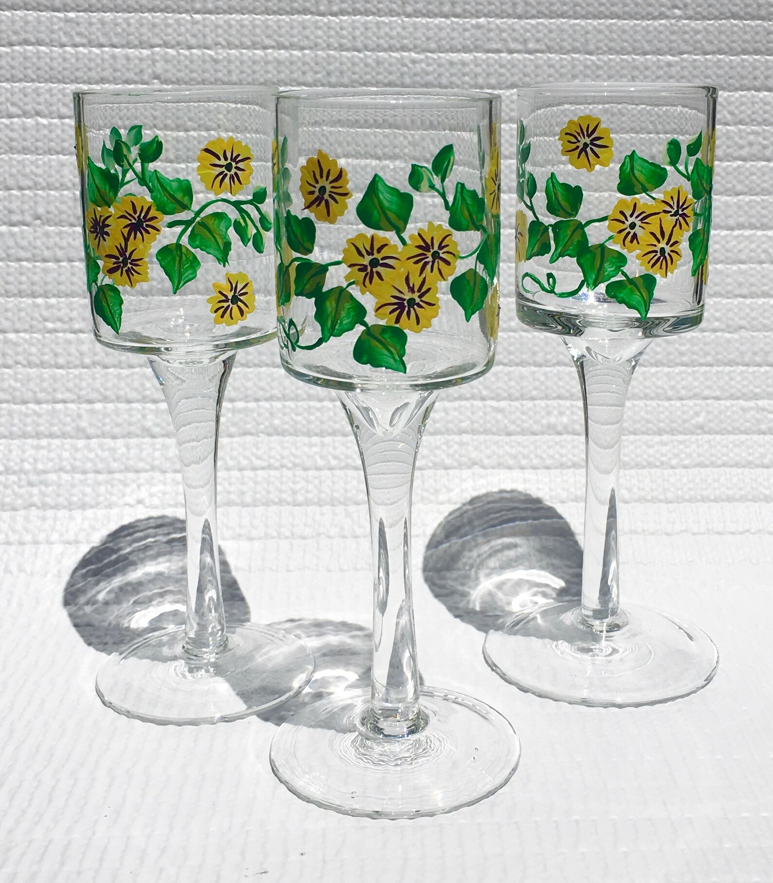 Candle Holders Hand Painted Yellow Flowers Set of 3 Home - Etsy