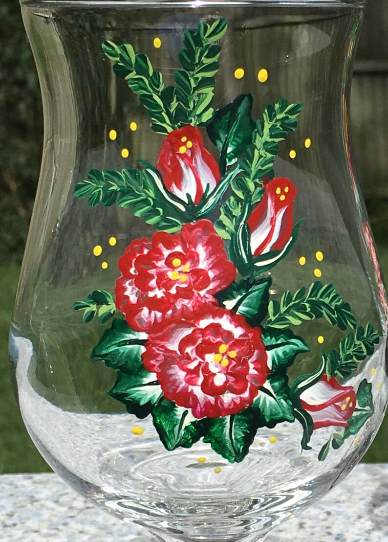 Daiquiri Glasses Red and White Roses Hand Painted Set of 2 - Etsy