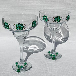 Margarita Glasses Hand Painted Shamrocks Christmas Irish - Etsy