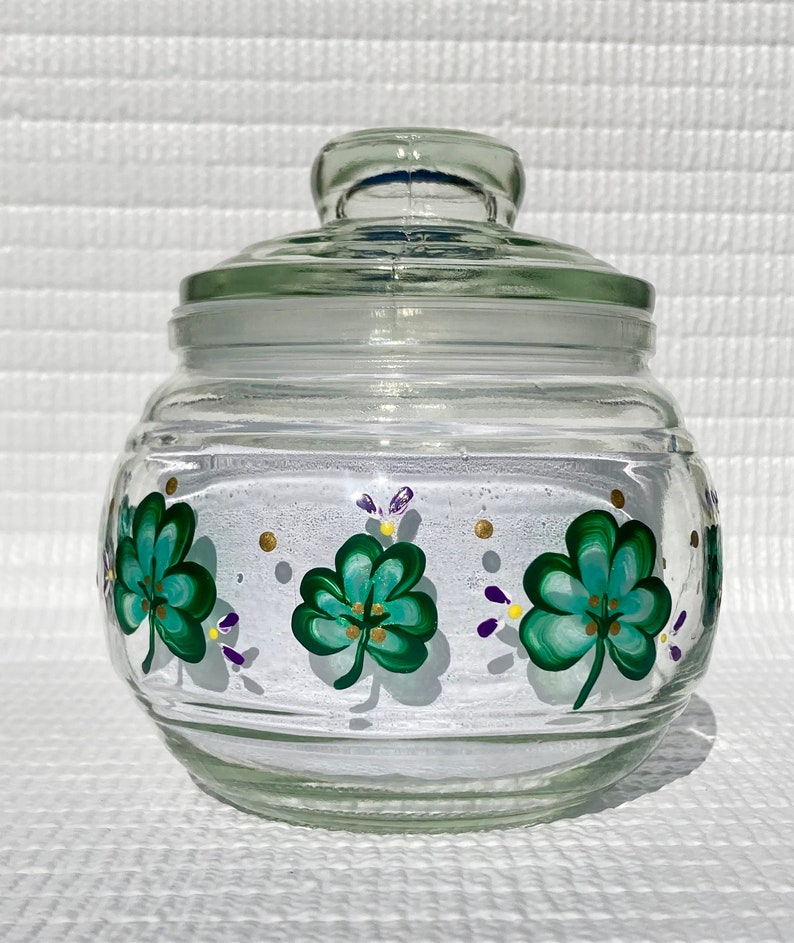 Sugar Bowl Hand Painted Shamrocks and Purple Flowers St. - Etsy