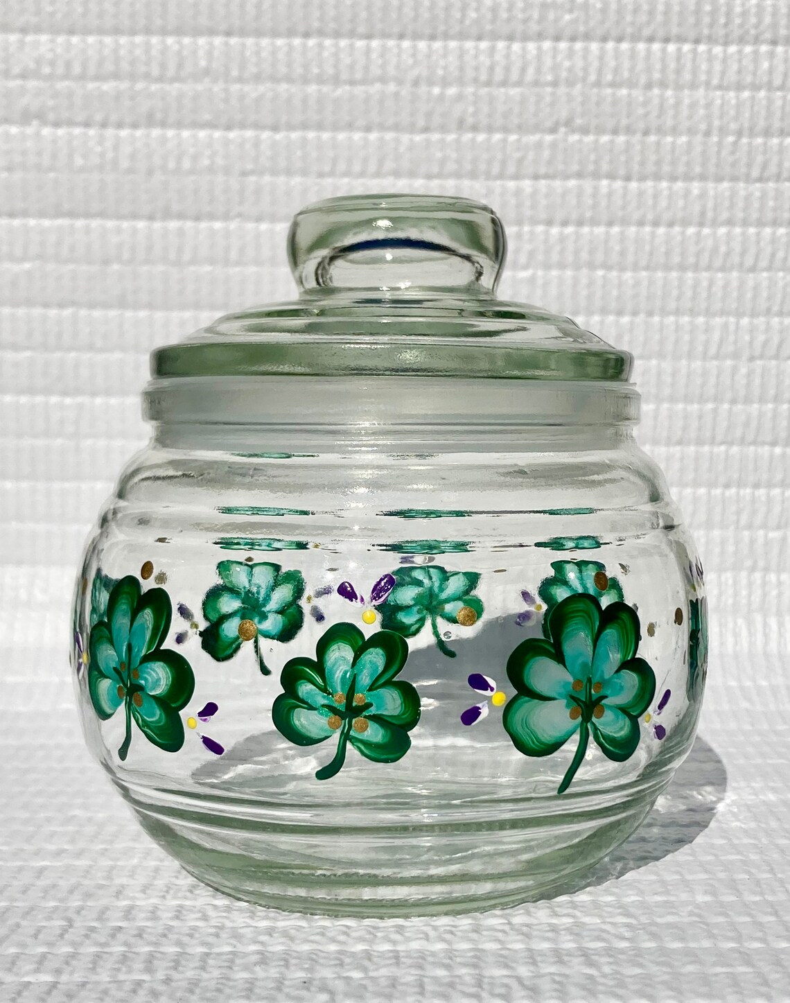 Sugar Bowl Hand Painted Shamrocks and Purple Flowers St. - Etsy