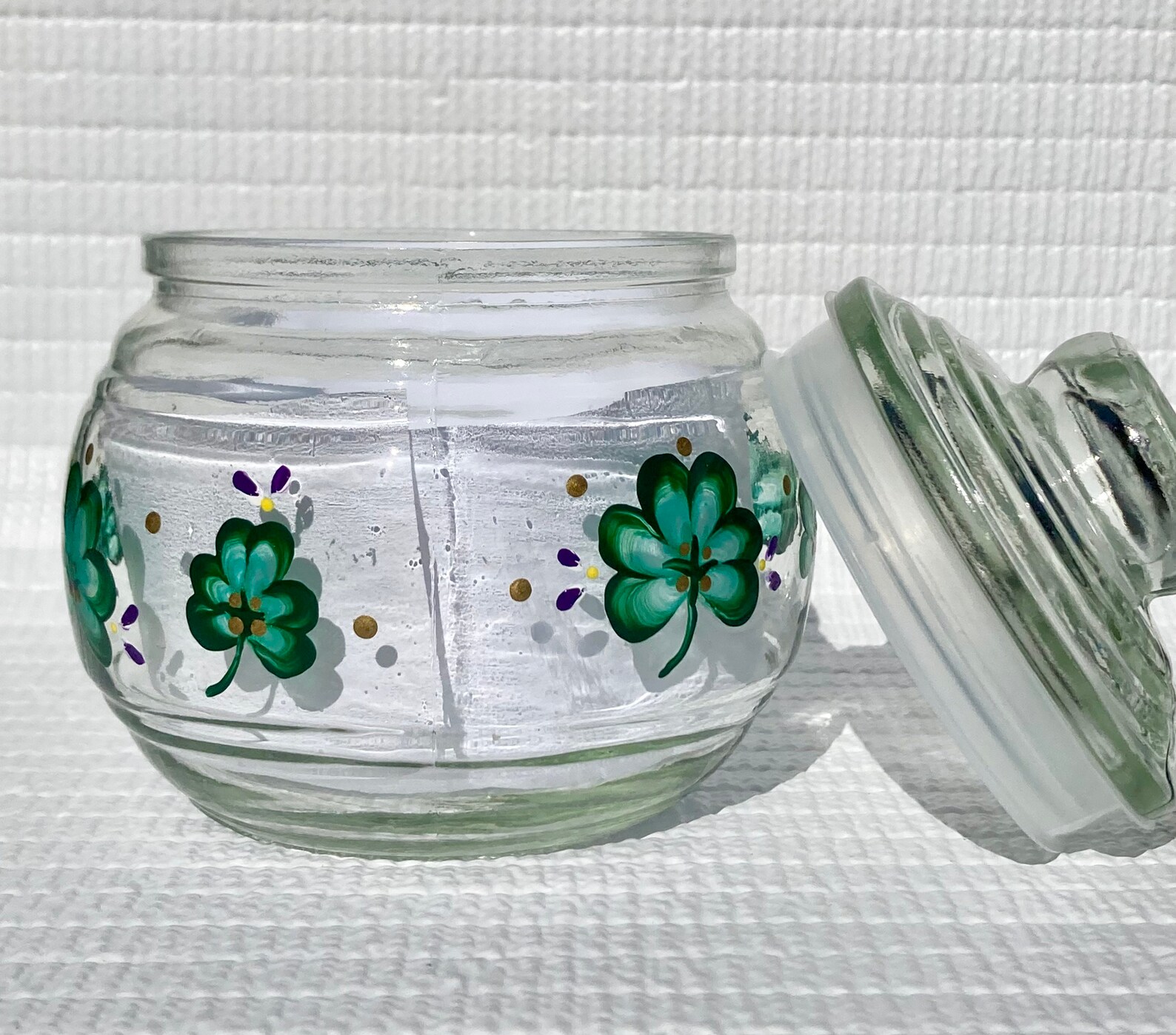 Sugar Bowl Hand Painted Shamrocks and Purple Flowers St. - Etsy