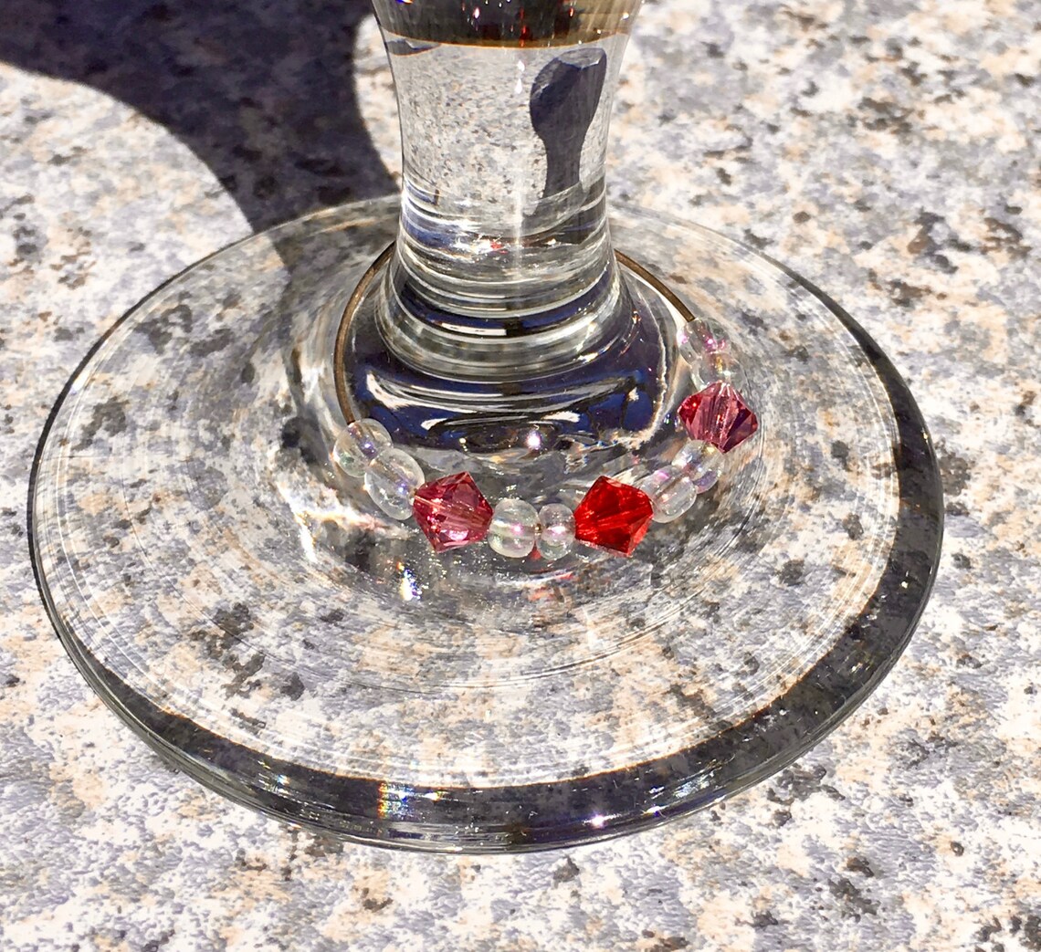 All Purpose Glasses Hand Painted Pink Flowers and Crystal Wine - Etsy