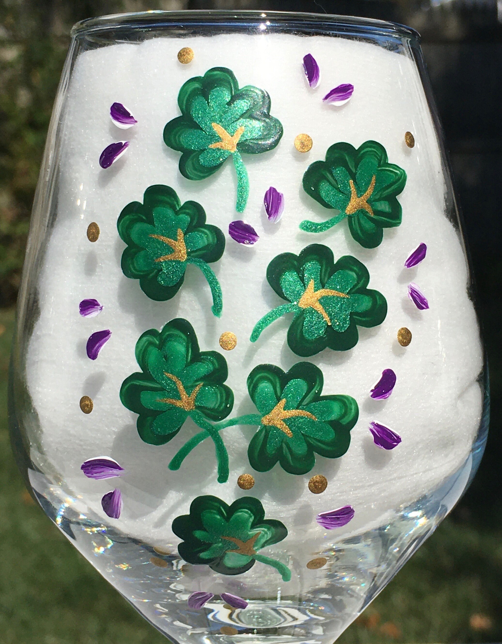 Carafe and Two Wine Glasses Hand Painted Shamrocks and Purple | Etsy