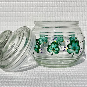 Sugar Bowl Hand Painted Shamrocks and Purple Flowers, St. Patricks Day ...