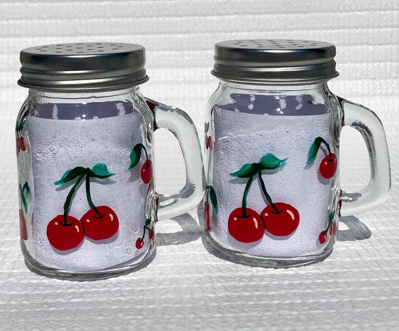Mini Mason Jar Salt and Pepper Shakers Hand Painted Bright Red | Etsy