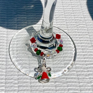 Christmas Wine Glasses Hand Painted Holly and Red Ribbons Set of 2 ...