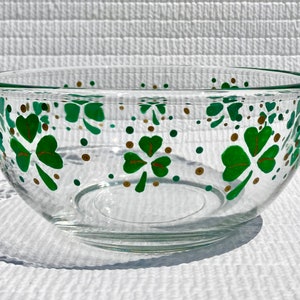 Glass Bowl Hand Painted Green Shamrocks and Gold Coins - Etsy
