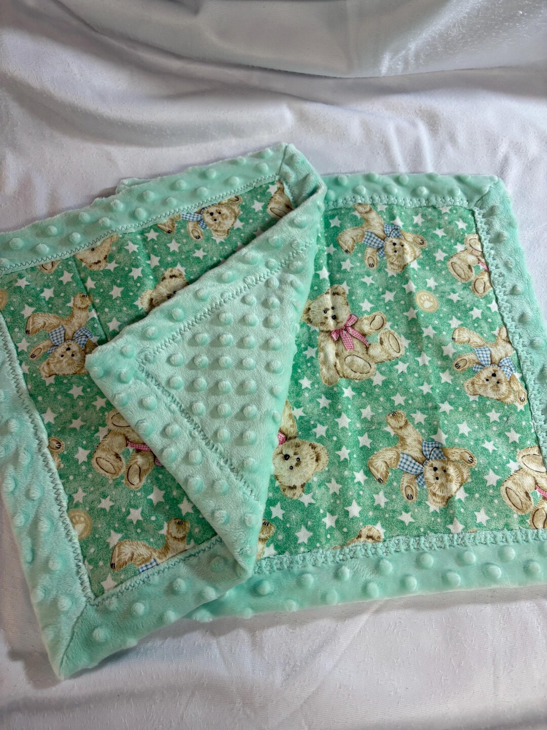 Mint Green Teddy Bear Loveys/burp Cloths - Etsy