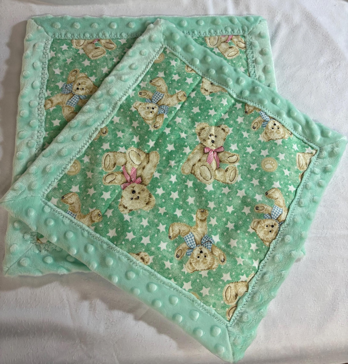 Mint Green Teddy Bear Loveys/burp Cloths - Etsy