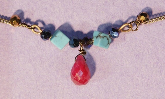 Ruby Turquoise Necklace - Etsy