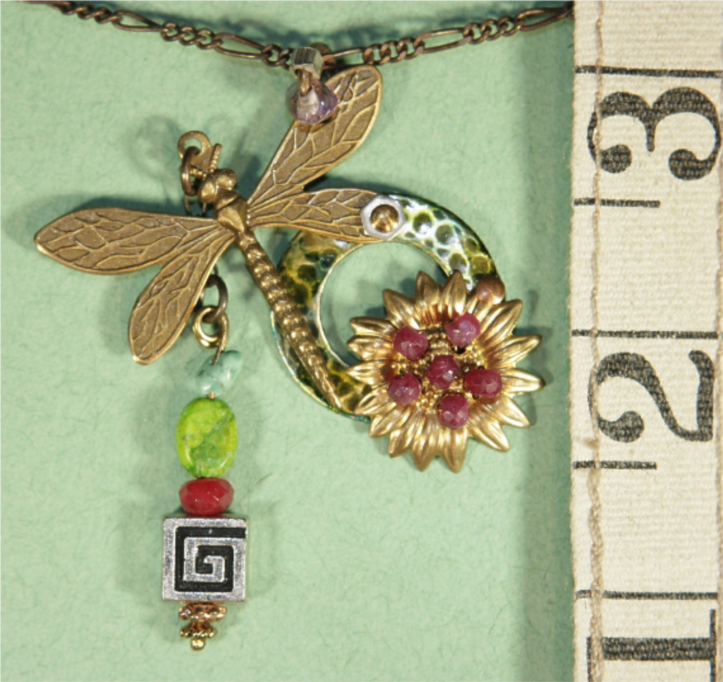 Ruby Turquoise Dragon Fly Necklace - Etsy