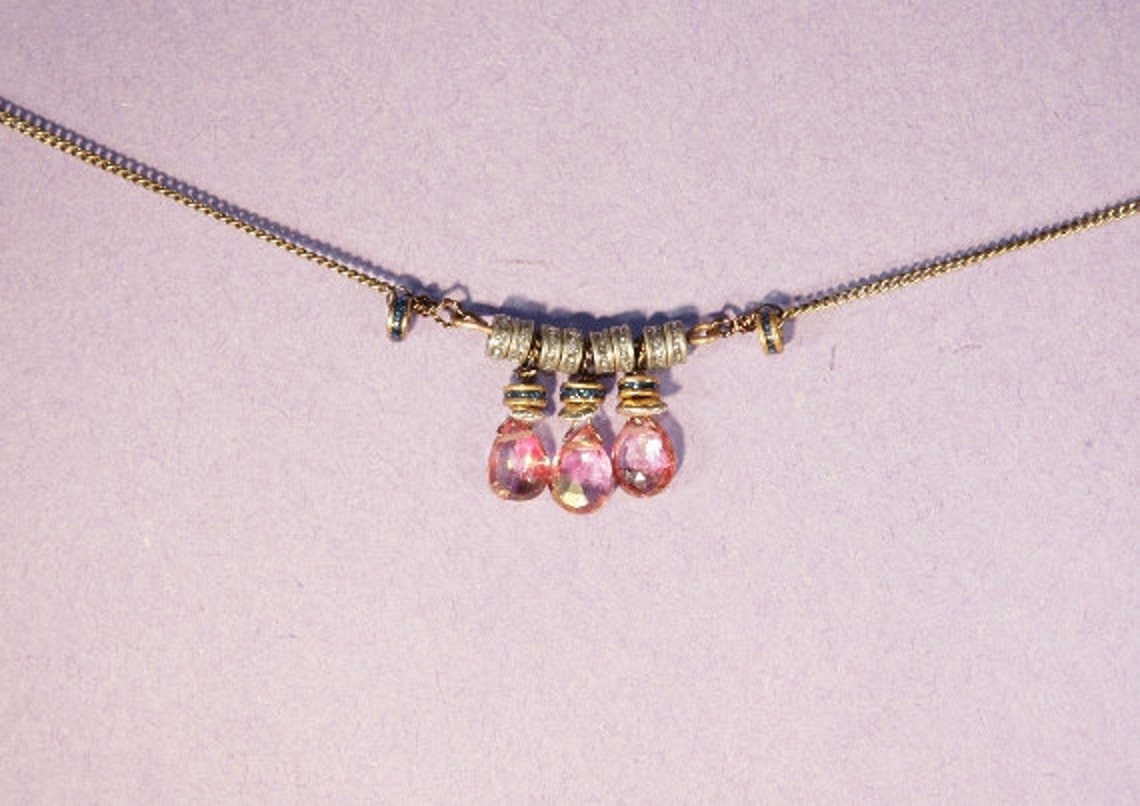 Three Dazzling Pink Quartz Necklace - Etsy