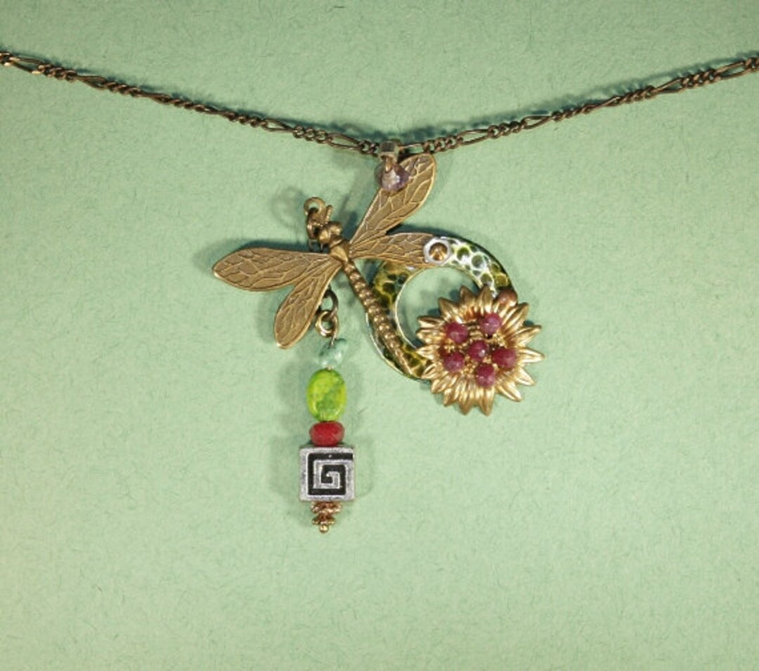 Ruby Turquoise Dragon Fly Necklace - Etsy
