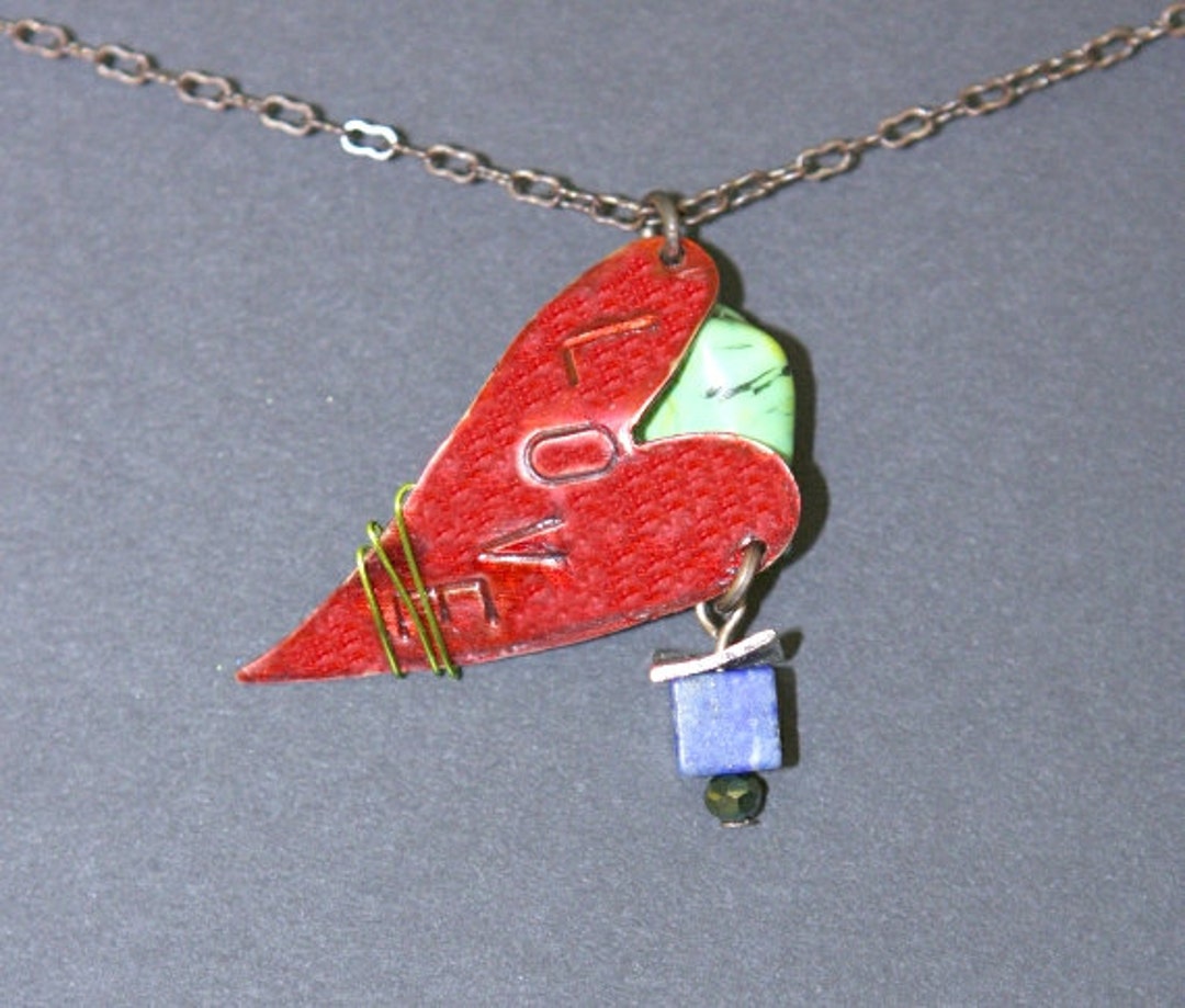 Love Heart, Blue Lapis, Green Gaspeite Necklace - Etsy