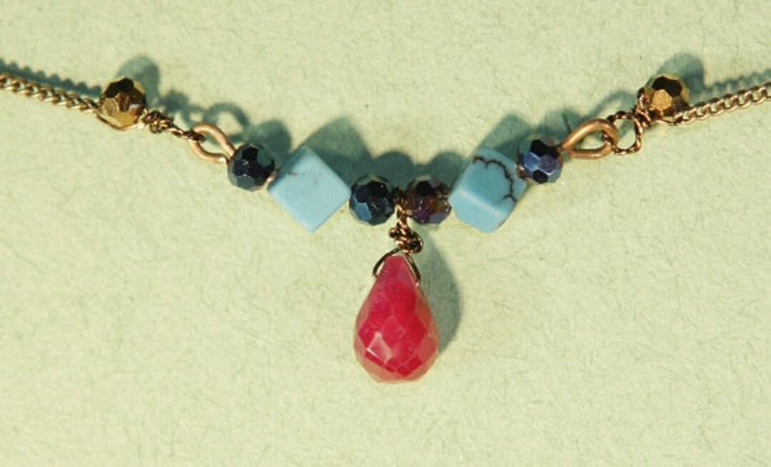 Ruby Turquoise Necklace - Etsy