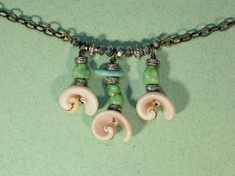 3 Shell, Turquoise Necklace - Etsy